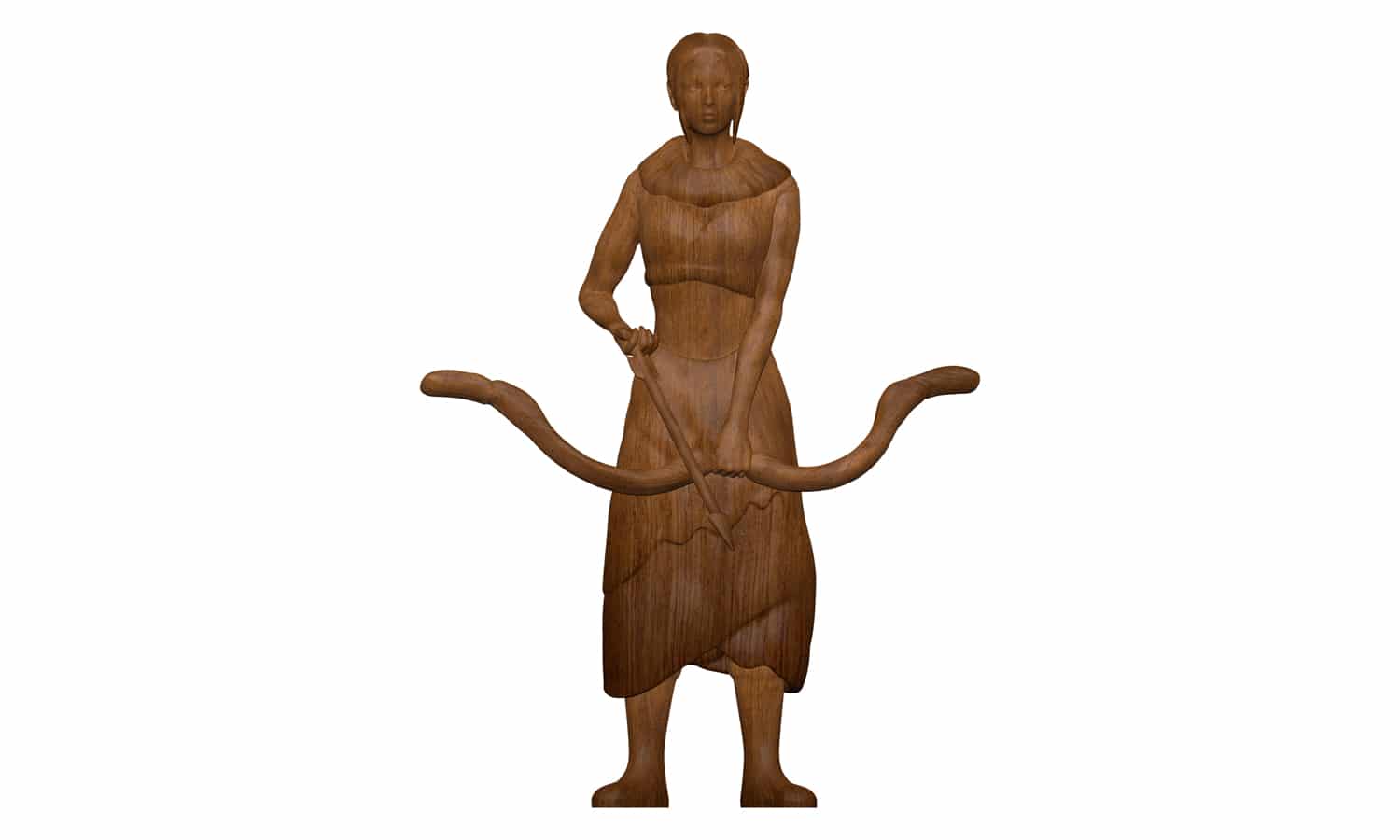 SLA 3D Printed and Wood Grain Coated Female Archer Resin Statue - FacFox