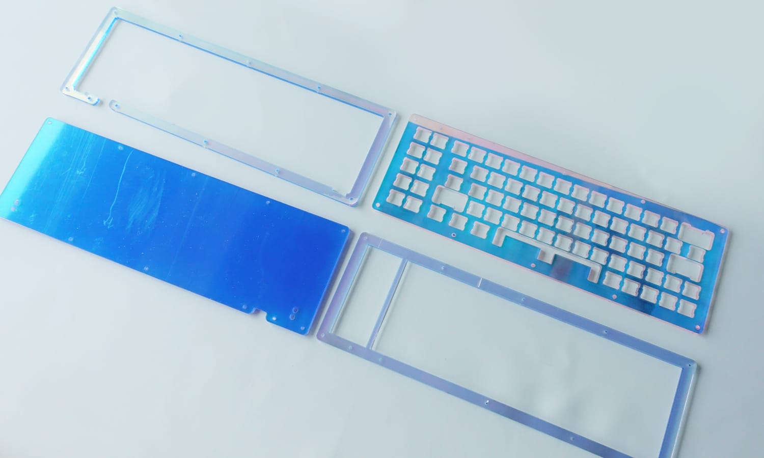 Laser Cut 5mm Thick Keyboard Frame with Iridescent Acrylic Sheets - FacFox