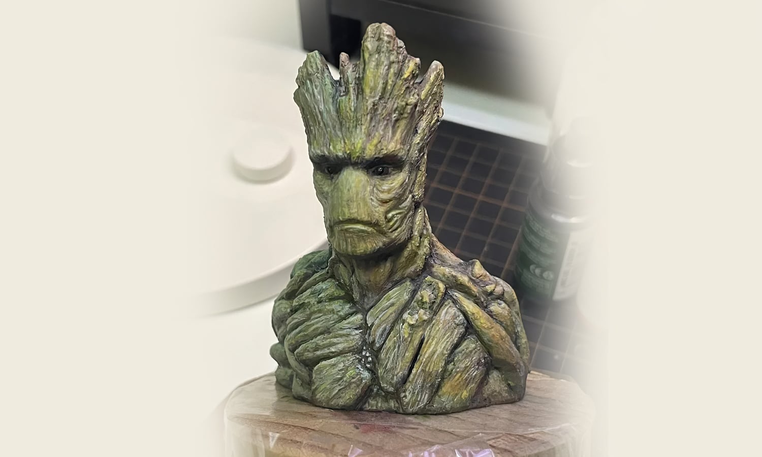 SLA 3D Printed and Fine-painted Groot Bust Statue - FacFox