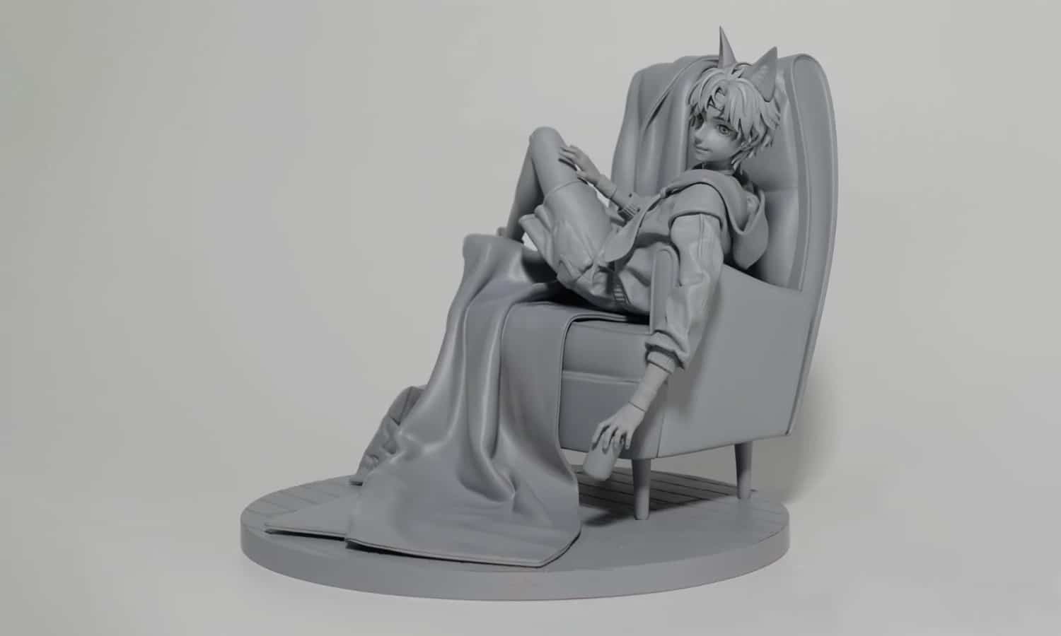 SLA 3D Printed Cat Boy in Sailor Suit Grey Resin Garage Kit - FacFox