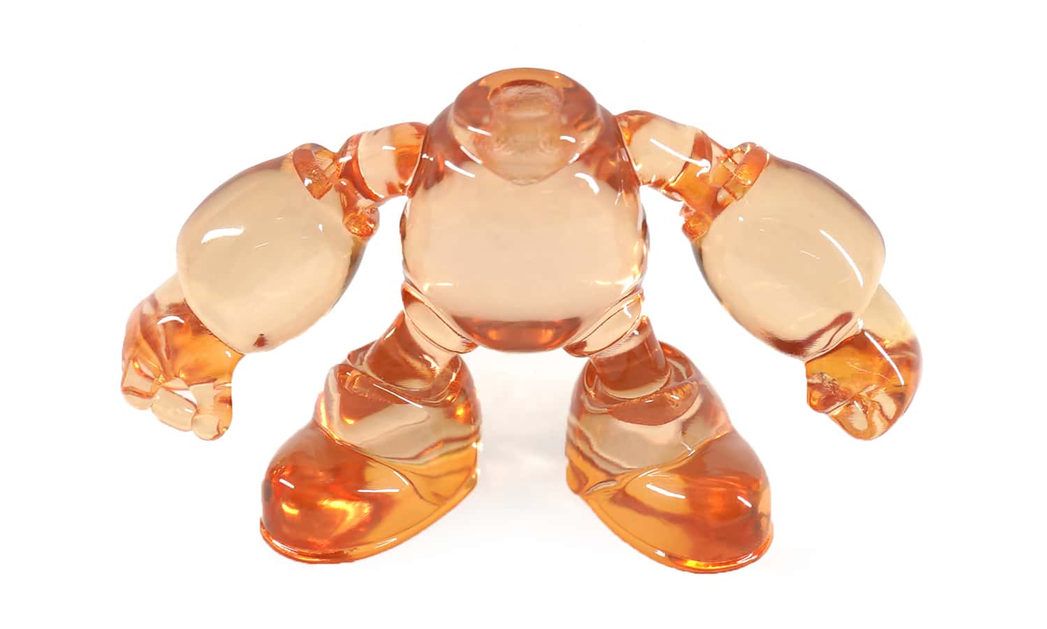 SLA 3D Printed Doll Made with Clear Resin and Tinted Orange Color - FacFox