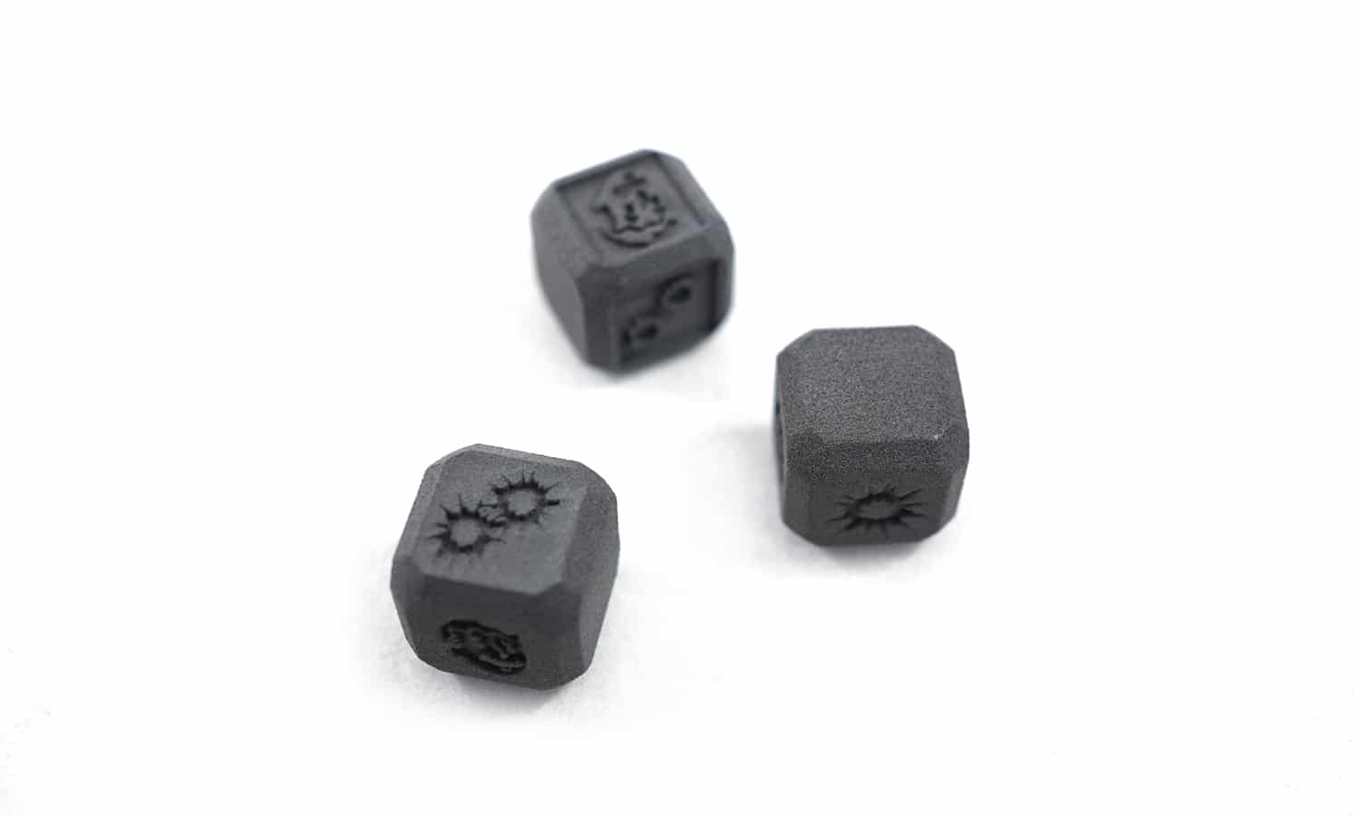 SLS 3D Printed Black Nylon Dices as Board Game Props - FacFox