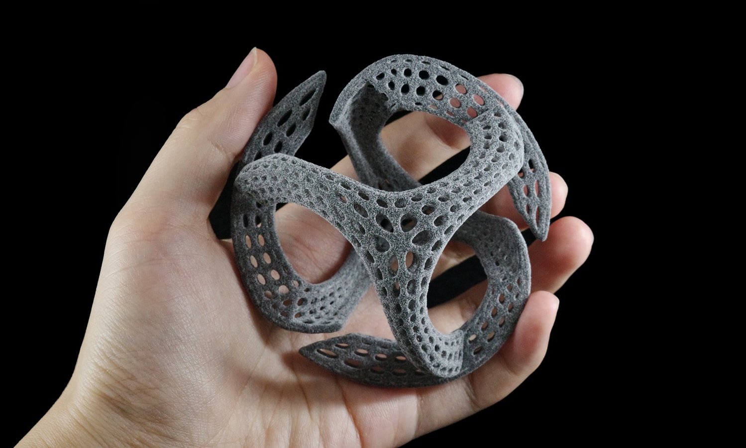 SLS 3D Printed TPU Squeezable Hollowed Flower Raw Finish