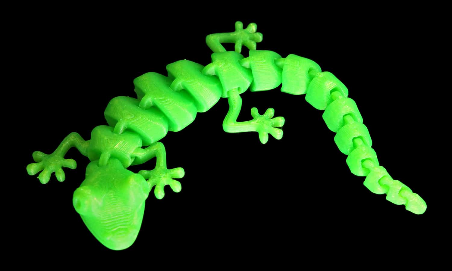 FDM 3D Printed Green PLA Articulated Lizard Toy - FacFox