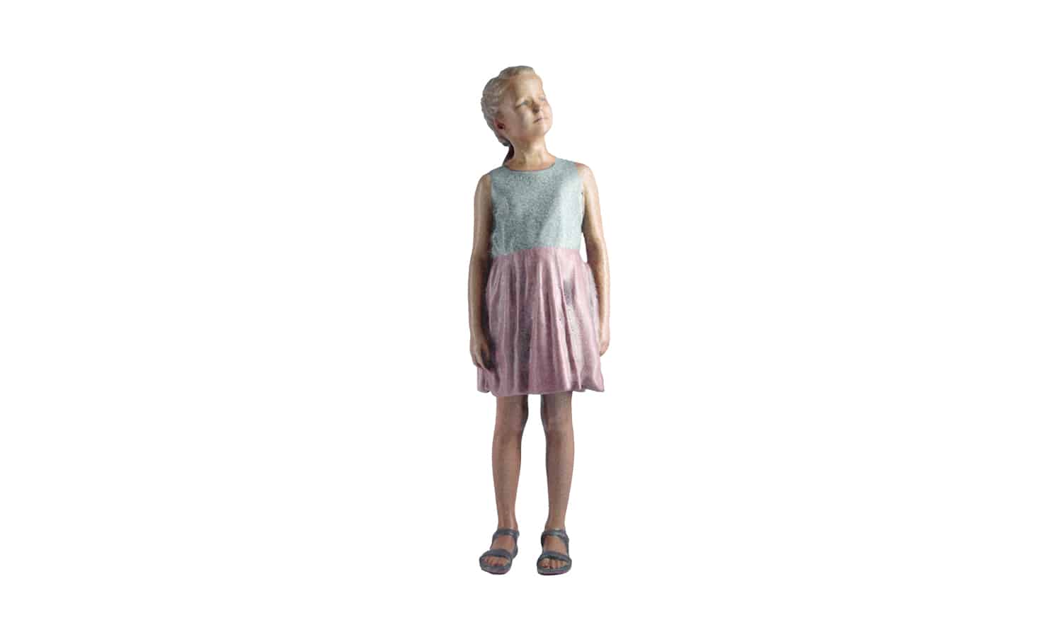 MJF 3D Printed Full-color Pink Dress Girl Scaled-down Figure - FacFox
