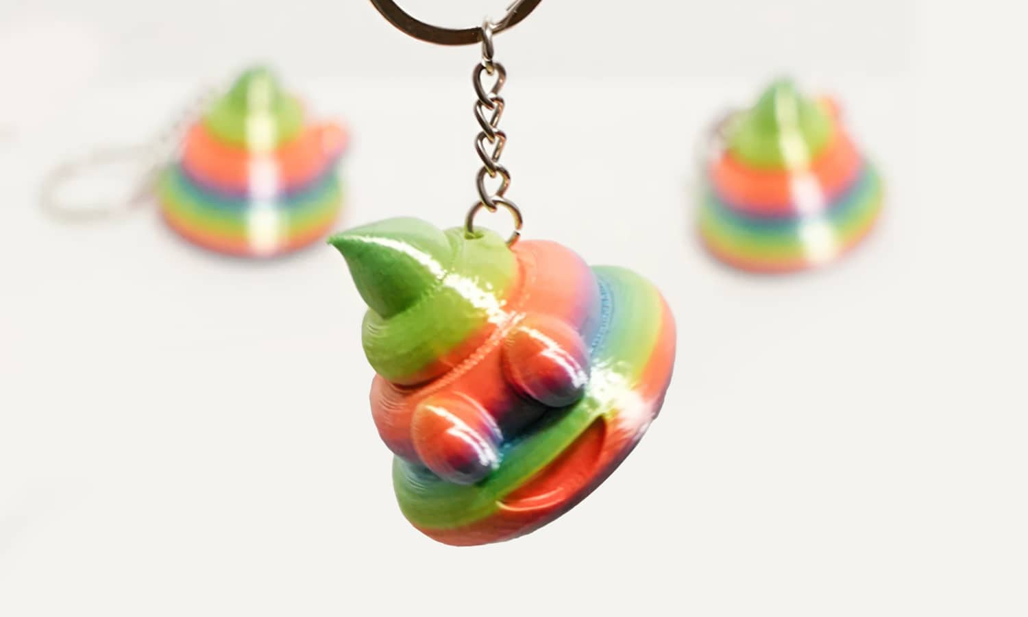 FDM 3D Printed Shiny Rainbow Poop Funny Keychain - FacFox
