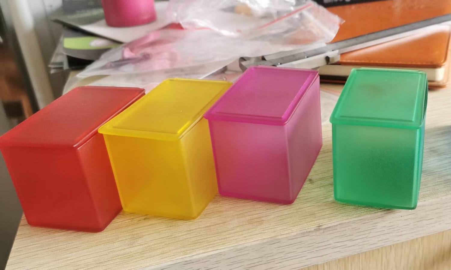 SLA 3D Printed Frosted & Dyed Clear Resin Parts - FacFox