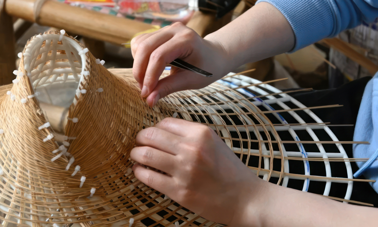 SLA 3D Printing Frame for Bamboo Weaving